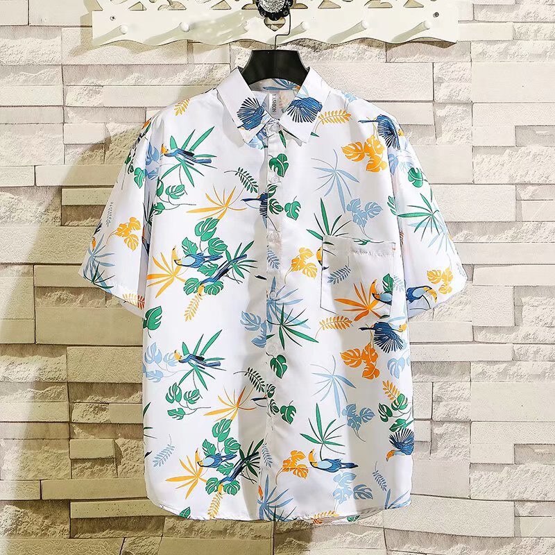 Mannen Gedrukt Korte Mouw Herenmode Hawaiian Print... – Grandado