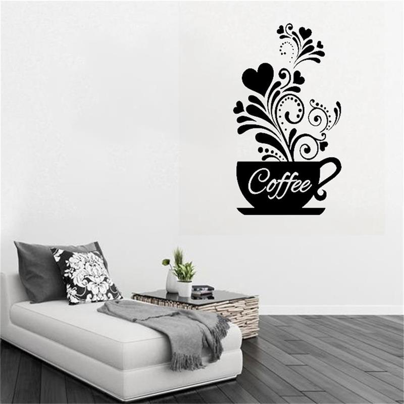 flower vine Coffee Cup wall sticker for cafe resta... – Grandado