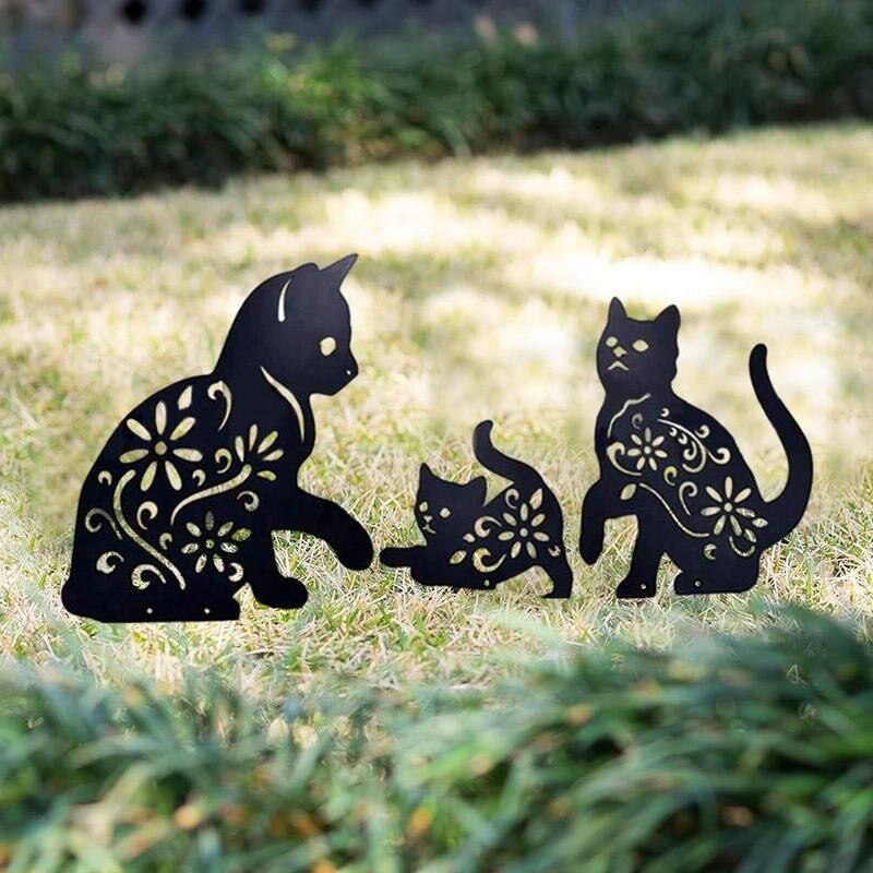 Cat Yard Art Garden Statues Backyard Lawn Stakes M... – Grandado