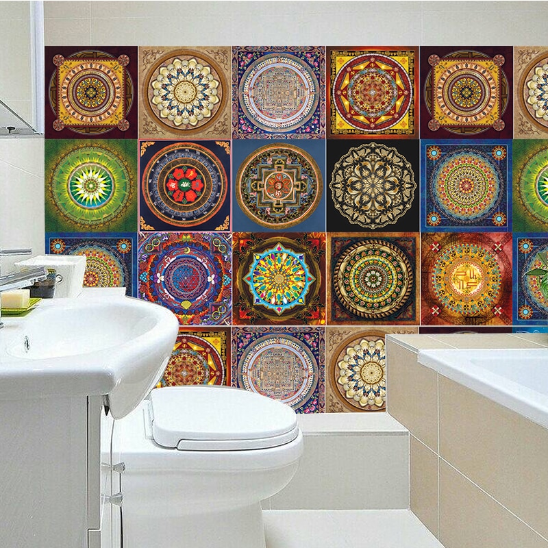 Mandala Style Mosaic Tile Stickers 3D Waterproof M... – Grandado
