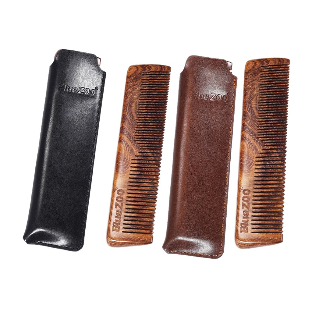 Poratble Men's Wooden Beard Comb with PU Prote... – Grandado