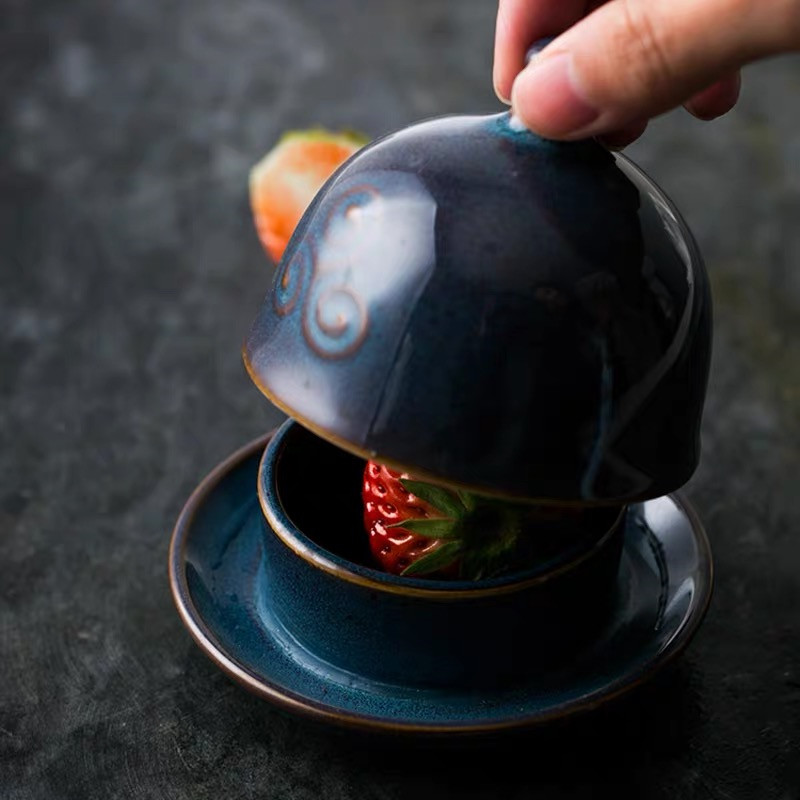 European Cute Small Sauce Dish with Lid Butter Che... – Vicedeal