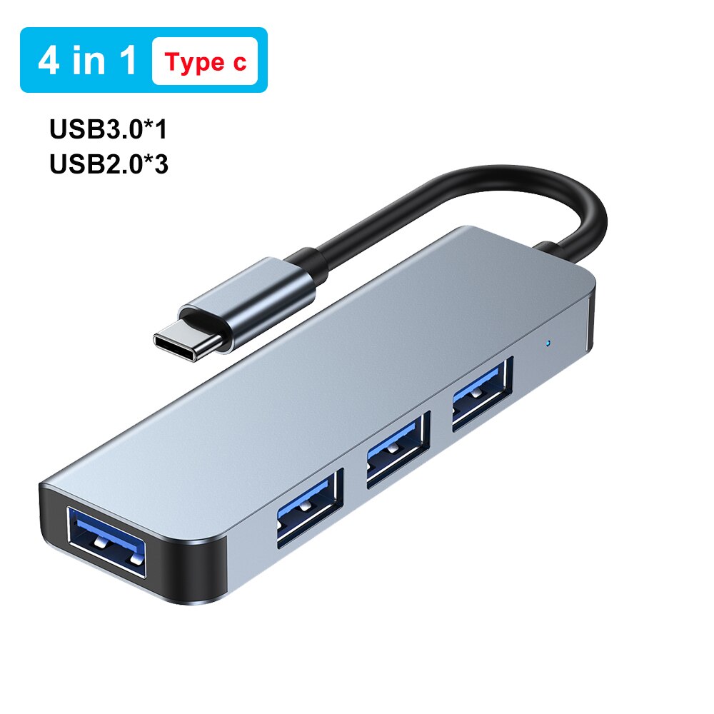 4-in-1 USB C Hub Type-C Adapter Multi-hub usb Spli... – Grandado