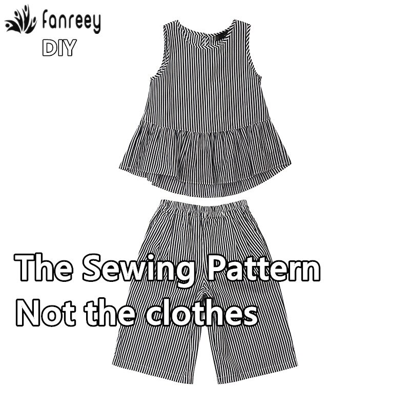 Girls' casual sleeveless T-shirt pants two piece s... – Grandado