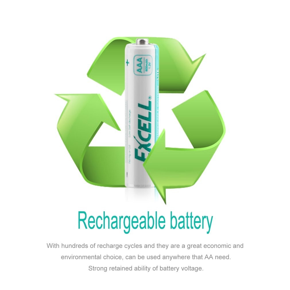 2PCS EXCELL AA Rechargeable Battery 1.2V 2400mAH A... – Grandado