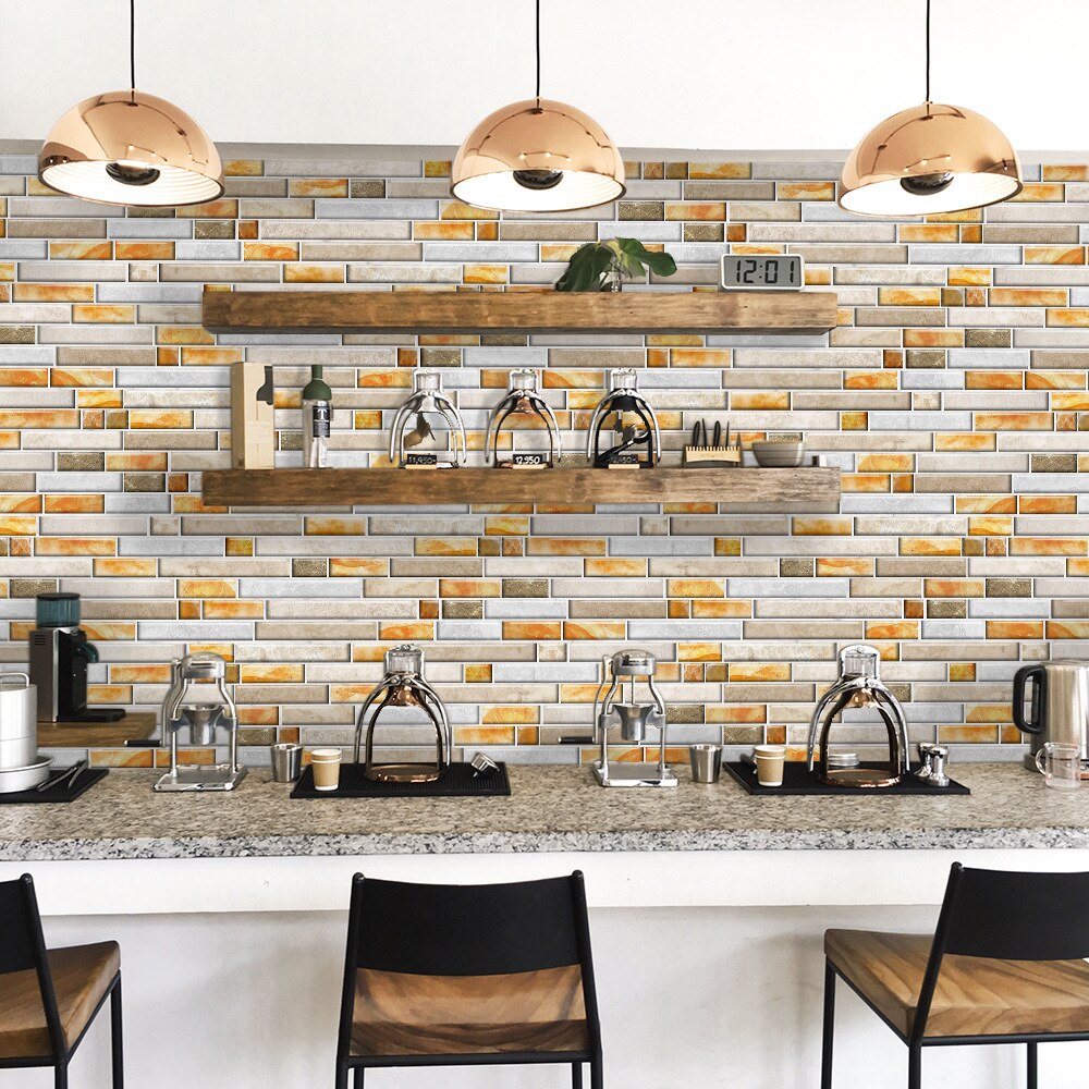 14Pcs/1 ㎡ Elegance Yellow Marble Kitchen Tile Stic... – Grandado