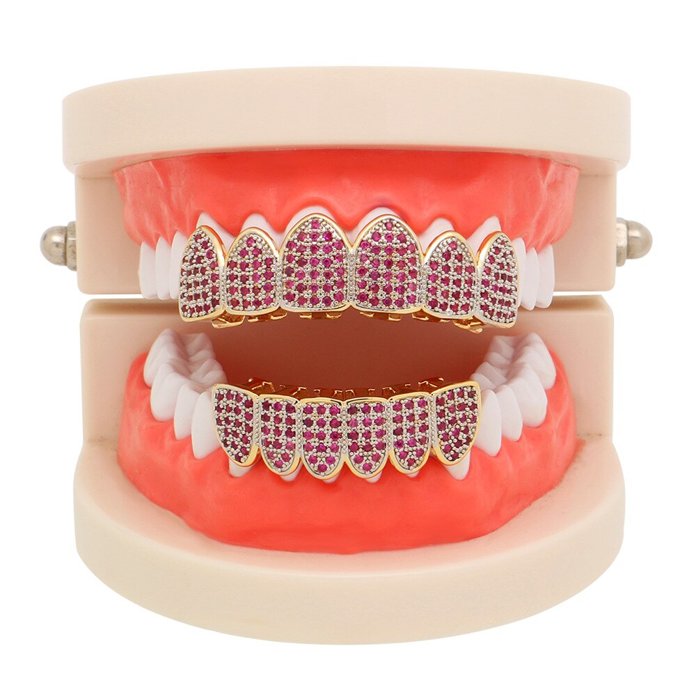 1set Hip Hop Rock Teeth Grillz Pink Diamond Tooth ... – Grandado
