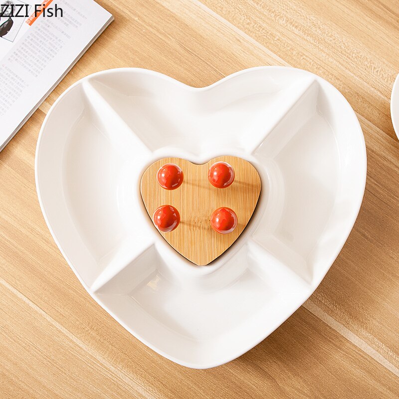 Heart Shape Fruit Ceramics Plates for Food Four-gr... – Grandado
