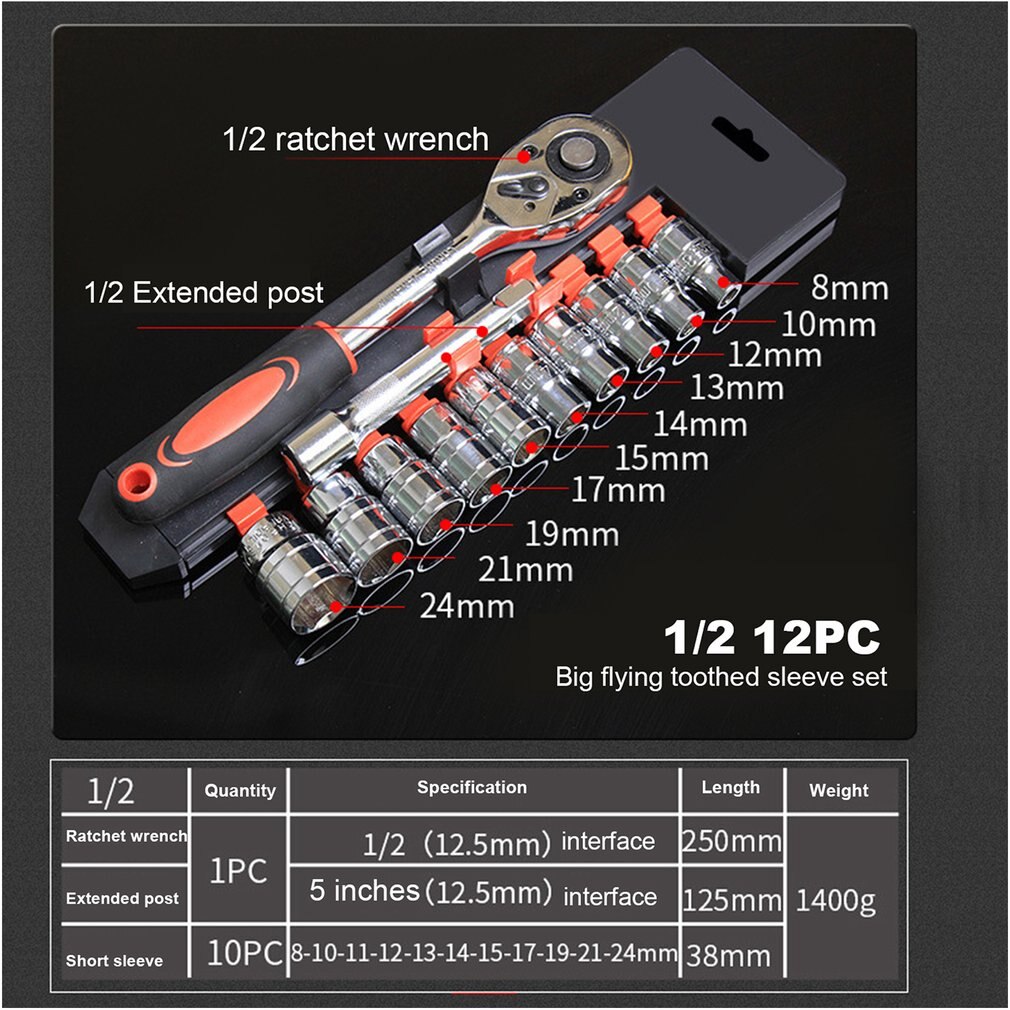 12PCS Car Socket Ratchet Wrench Spanner Kit Sleeve... – Vicedeal
