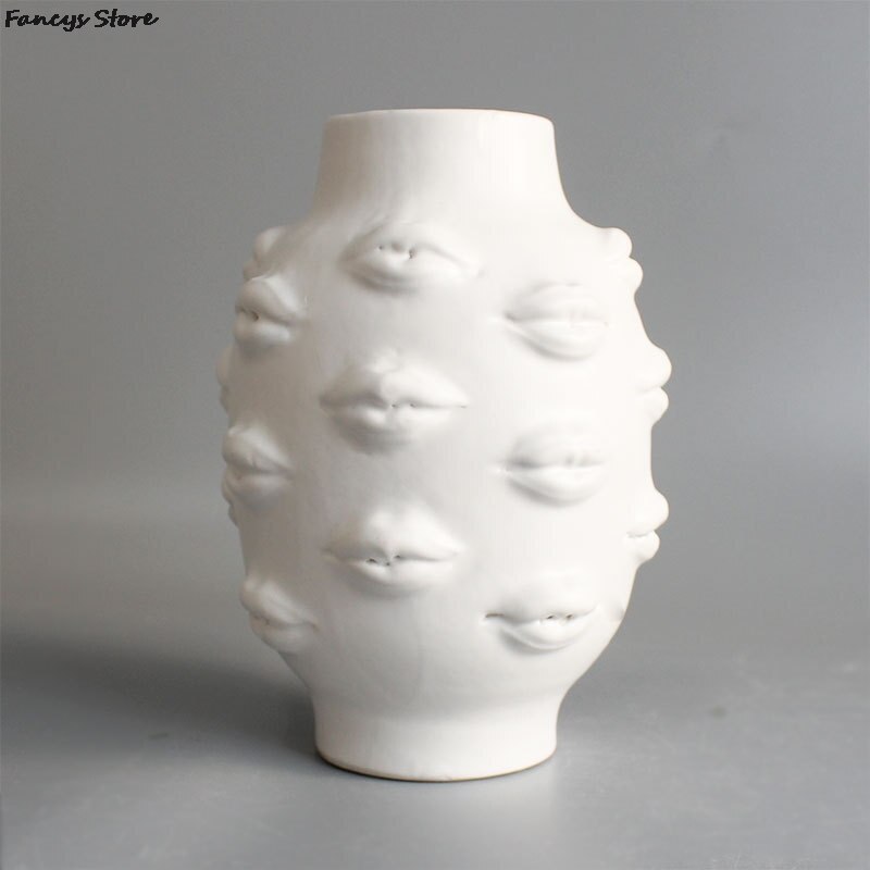 Ceramic Vase Lips/Human Face Shape Vase Flower Pot... – Vicedeal