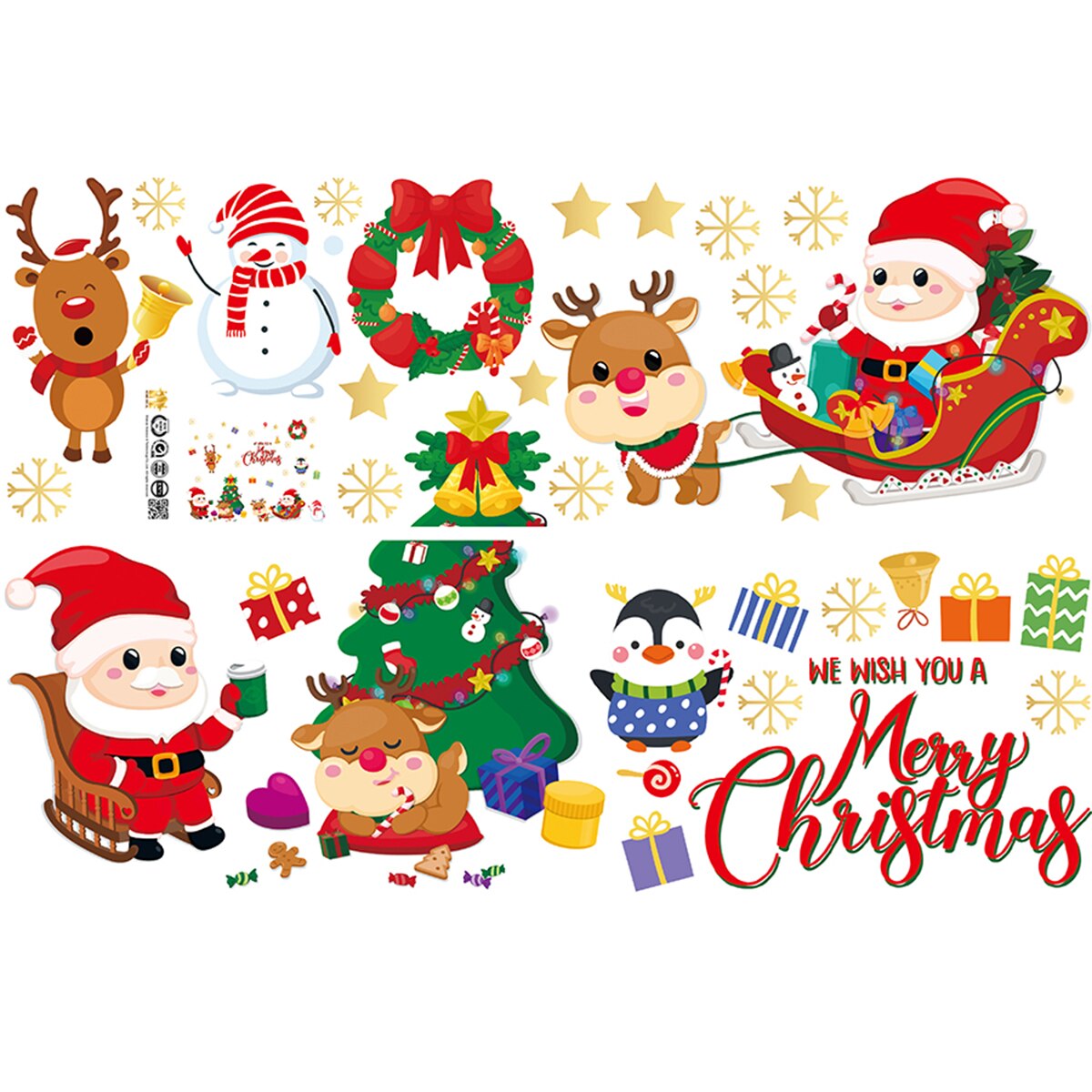 Christmas Window Clings Cute Happy Santa Snowman R... – Vicedeal