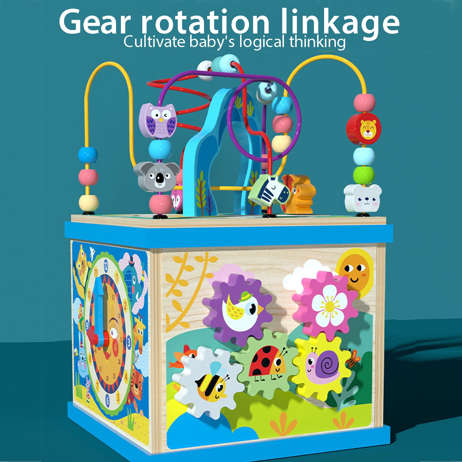 Wooden Activity Play Cube 5-Side Activity Center L... – Grandado