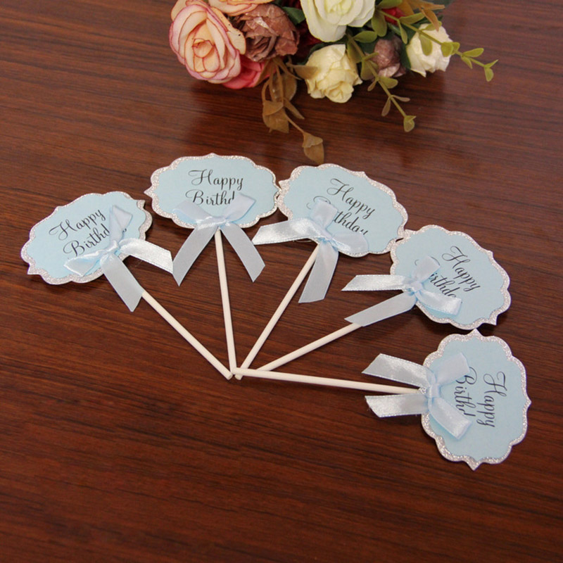 5pcs Birthday Cake Topper DIY Cards Bowknot Celebr... – Grandado