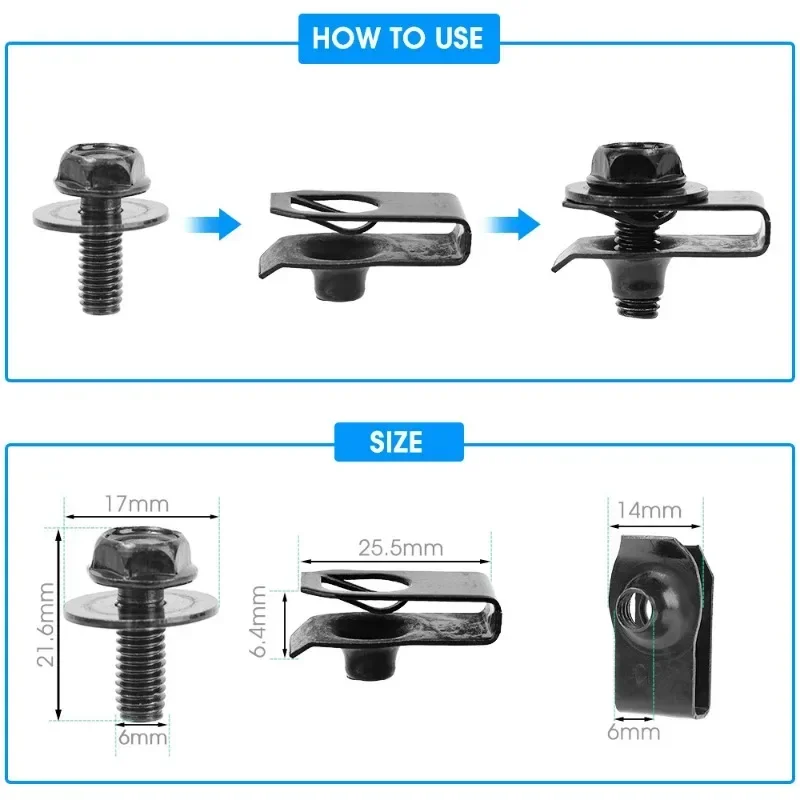 Car Body Bolts U Type Nut Clips M6 Automobile Bump... – Grandado