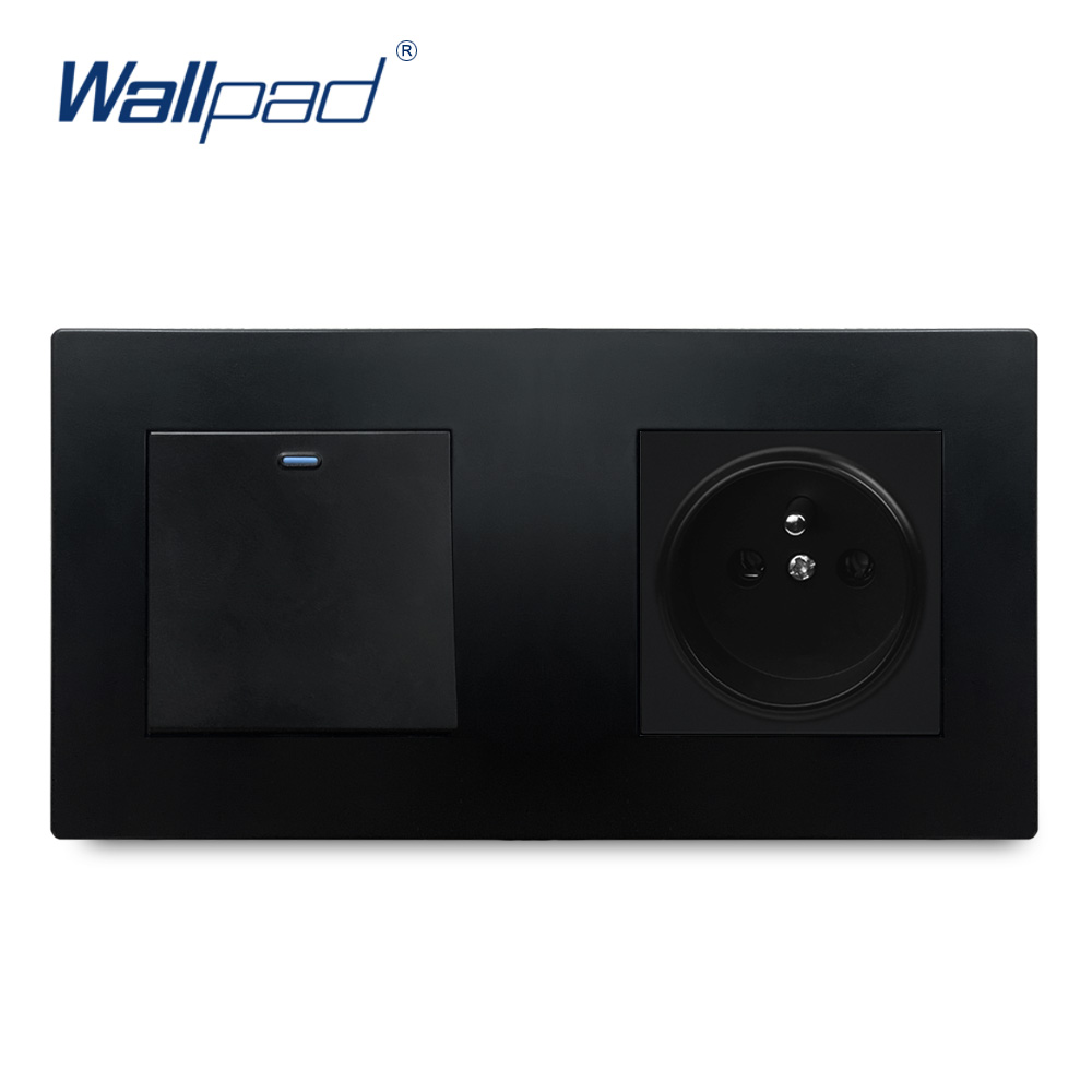 1 Gang 2 Way With EU French Socket Black Wallpad L... – Grandado