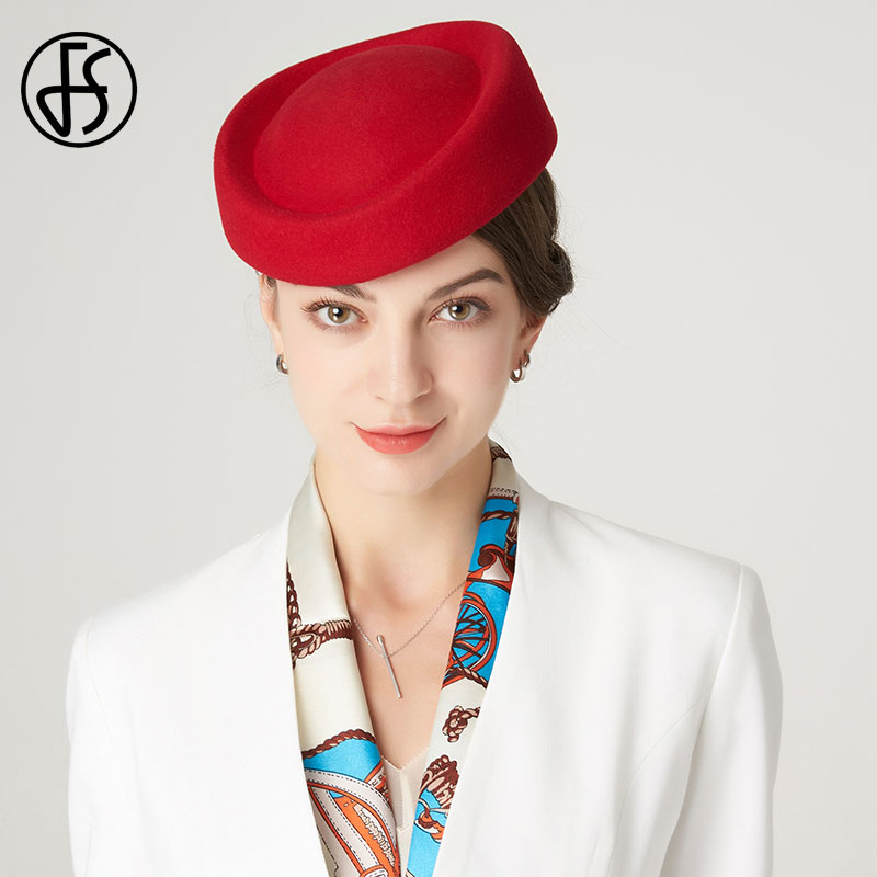 FS Women Fascinator Hat Base Red Wedding Party Chu... – Grandado