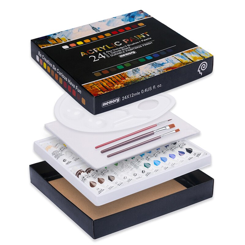 24 Colors Acrylic Paints 12ml Tubes Drawing Painti... – Grandado