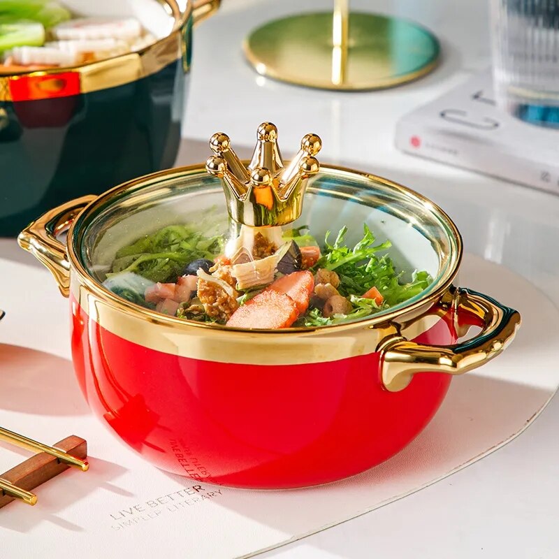 Nordic Ceramic Bowl With lid Breakfast Cereal Frui... – Grandado