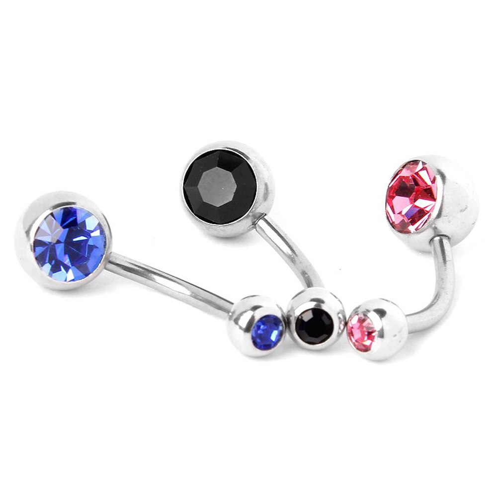 8x Rhinestone Titanium body jewelry navel piercing – Grandado