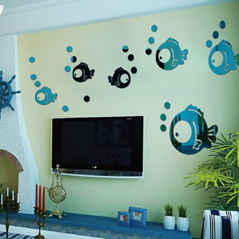 3D Small Fish Bubble Acrylic Mirror Stickers Self-... – Vicedeal