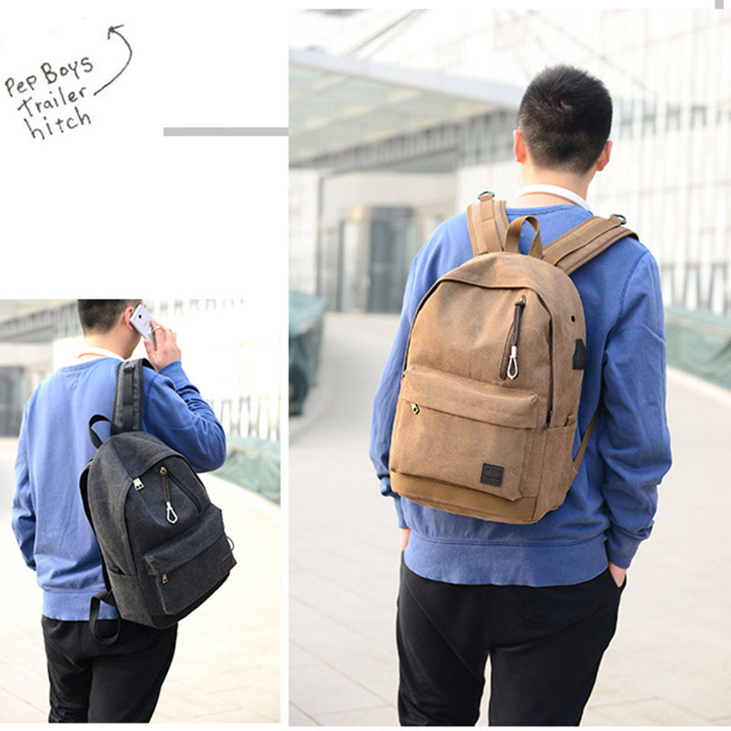 Student Rucksack USB Lade Schule Leinwand Notebook... – Vicedeal