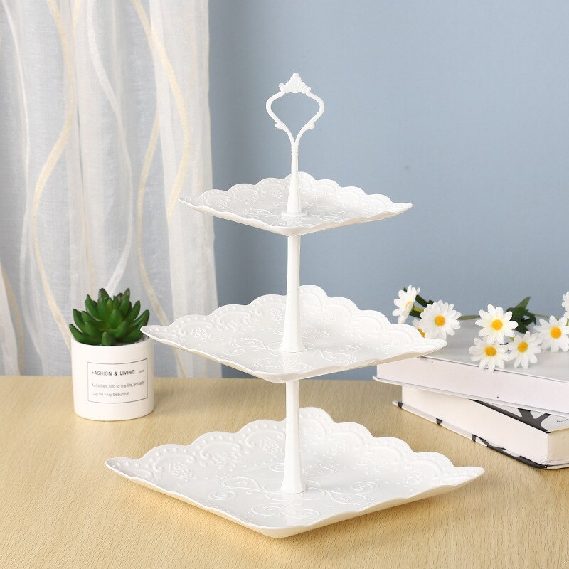 European Cake Stand Petal Plastic Fruit Tray Three... – Vicedeal