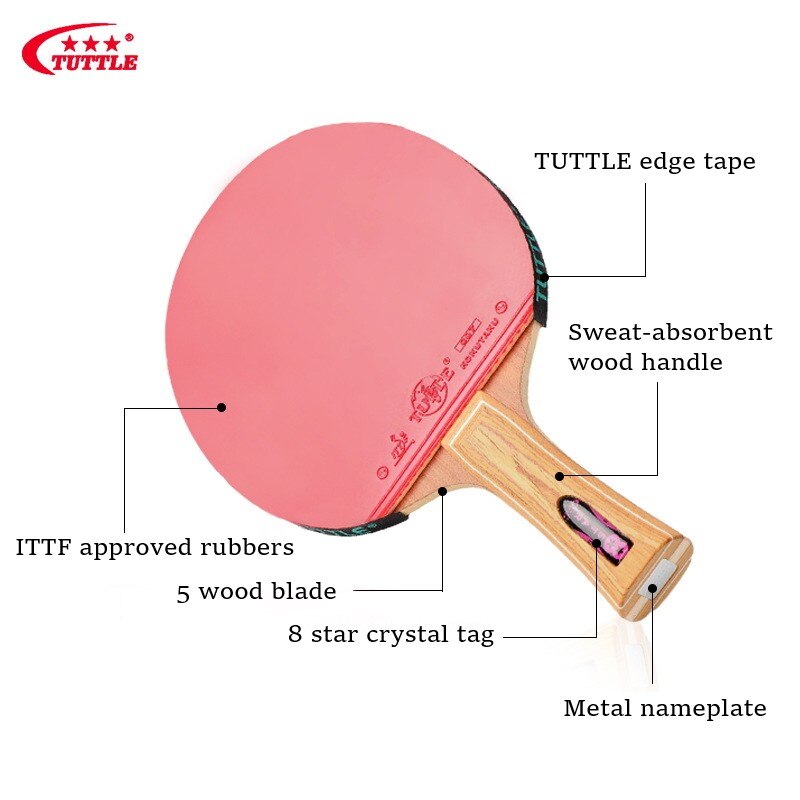 Tuttle 8 Star Ping Pong Racket 5-Rosewood Table Te... – Grandado