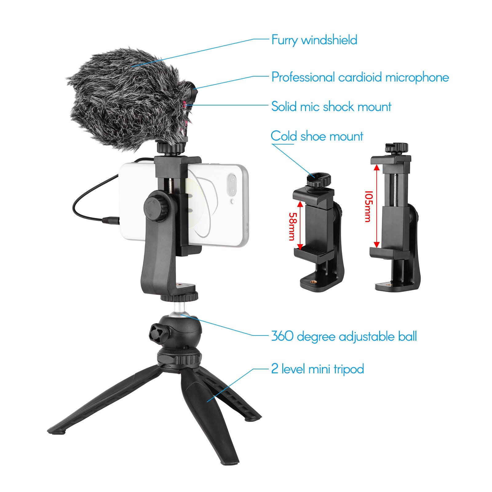 Mobile Phone Video Recording Kit Tabletop Tripod P... – Grandado