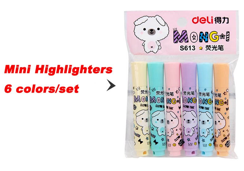 Mini 6-color Highlighter Marker 6 pens/box, Chisel... – Grandado