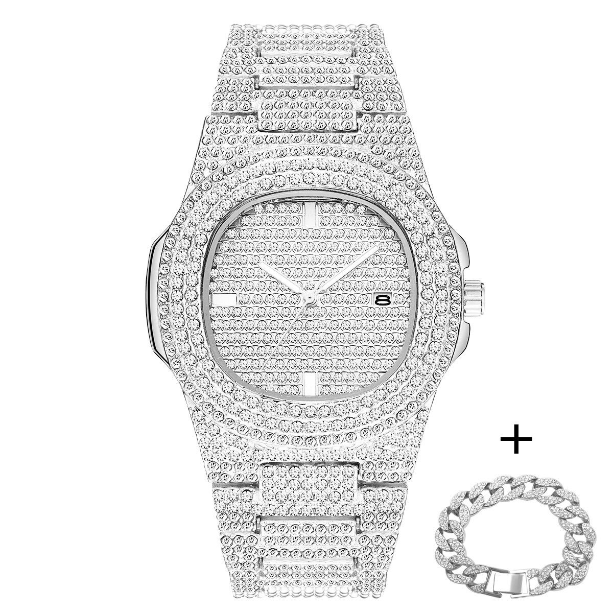 Diamond Iced Out Watch Men HIP HOP Quartz Gold Men... – Grandado