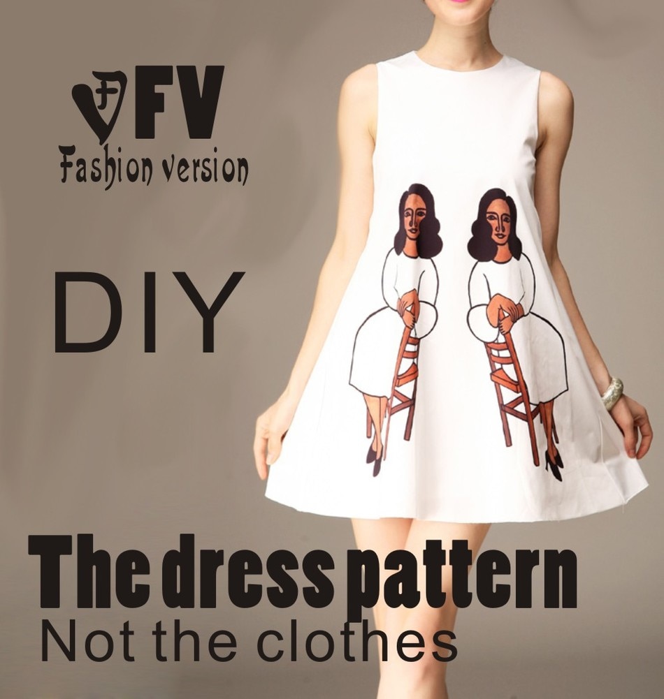 Dresses Sewing Pattern Template Cutting drawing Cl... – Grandado