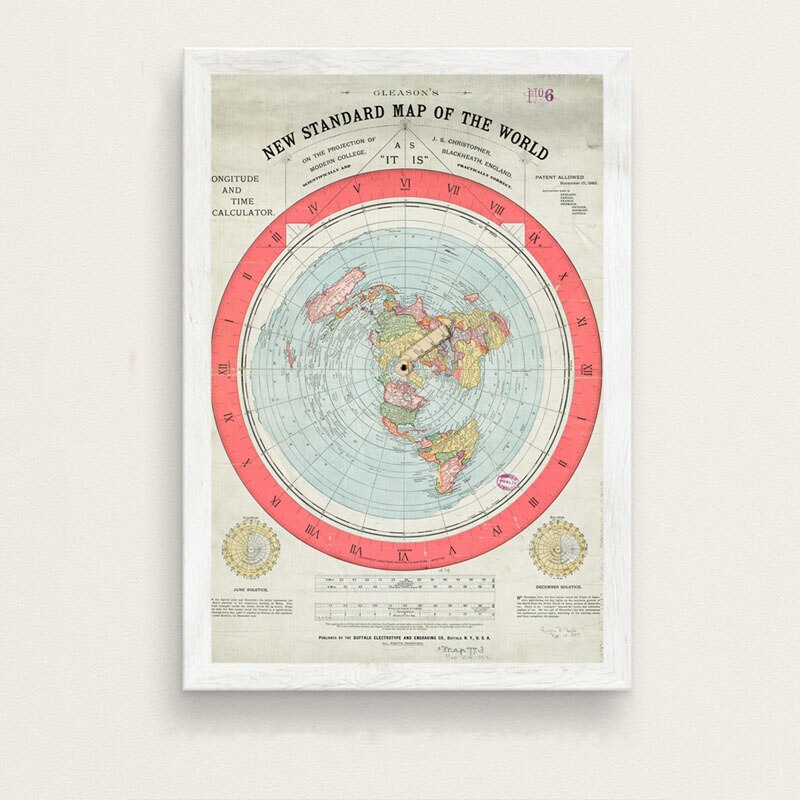 Flat Earth Standard Map Posters And Prints Canvas ... – Grandado