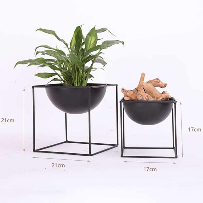 Black Tabletop Waterproof Metal Flower Plant Pot P... – Grandado