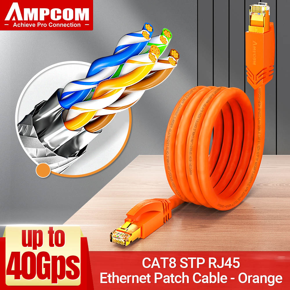 AMPCOM Ethernet Cable,CAT8 STP RJ45 10Gbps LAN Net... – Grandado