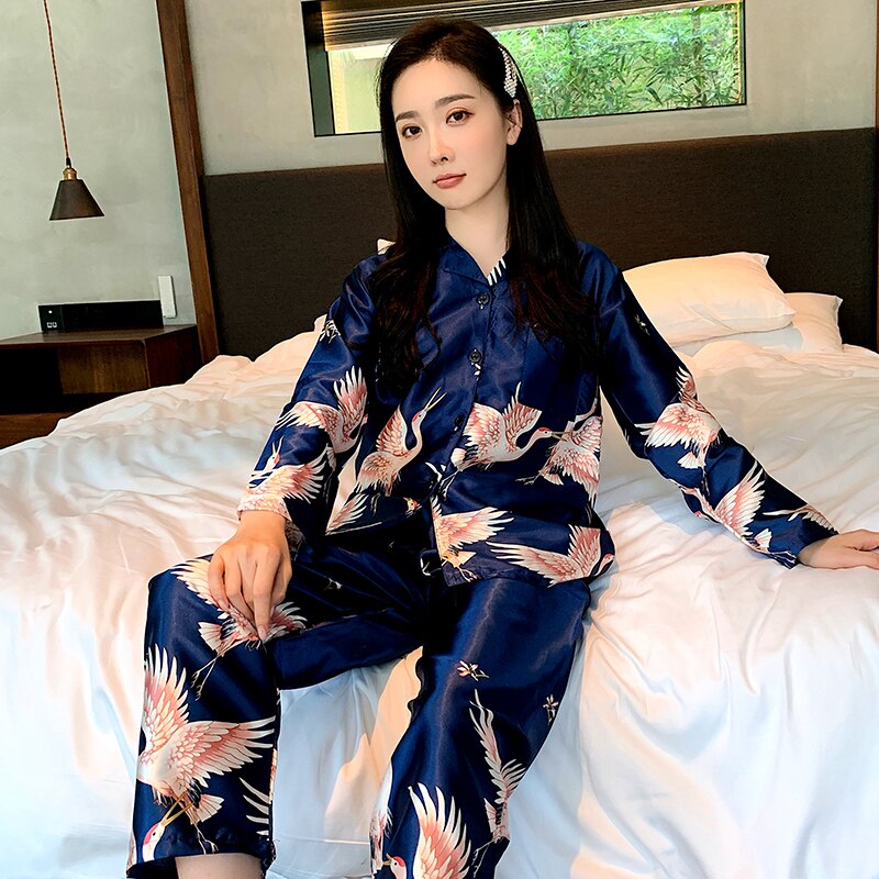 Men's Pajamas Sets Long Sleeve Lovers' Clothes Sil... – Vicedeal