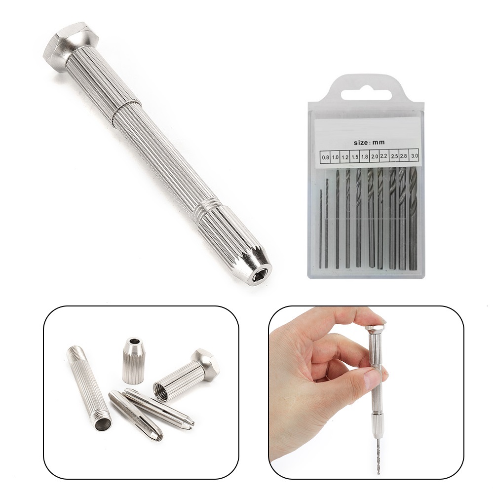 Mini handborr med nyckelfri chuck med 10 st. 0.8mm... – Vicedeal