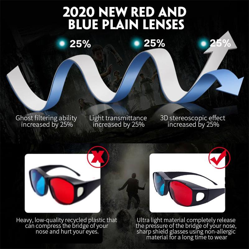 3D Glasses Blue & Red Lens for Dimensional Anaglyp... – Grandado