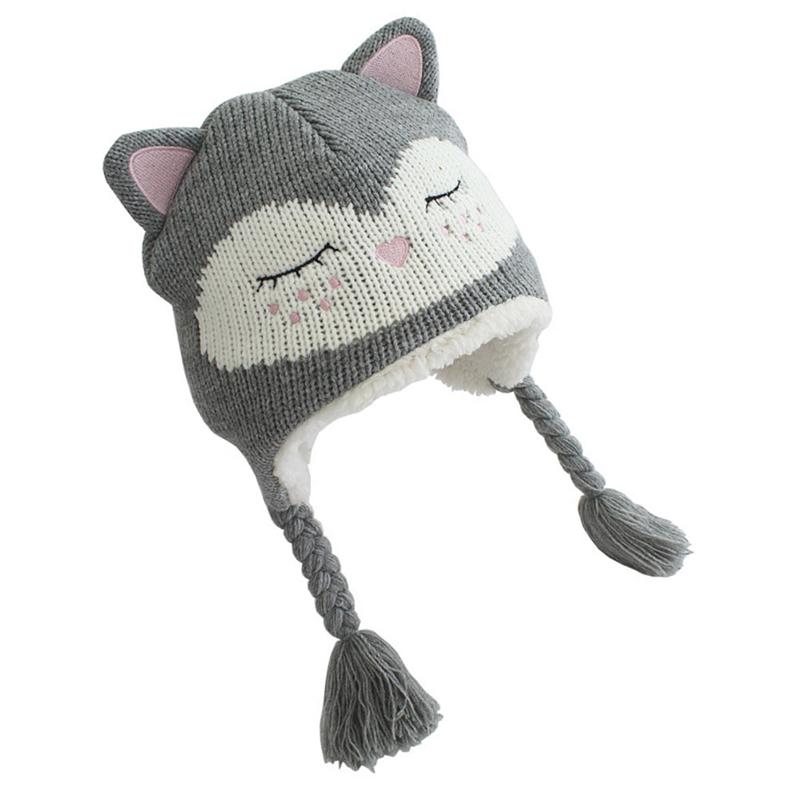 Winter Childen Knitted Hat Cartoon Kitten Pattern ... – Grandado