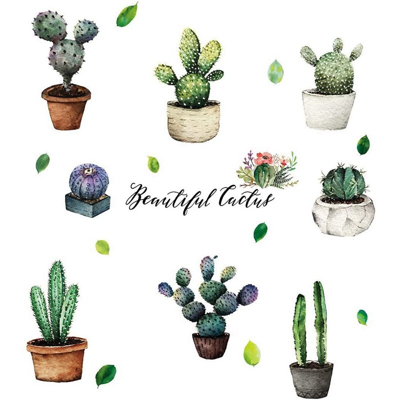 Cactus Potted Wall Stickers Personality Bedroom Di... – Grandado