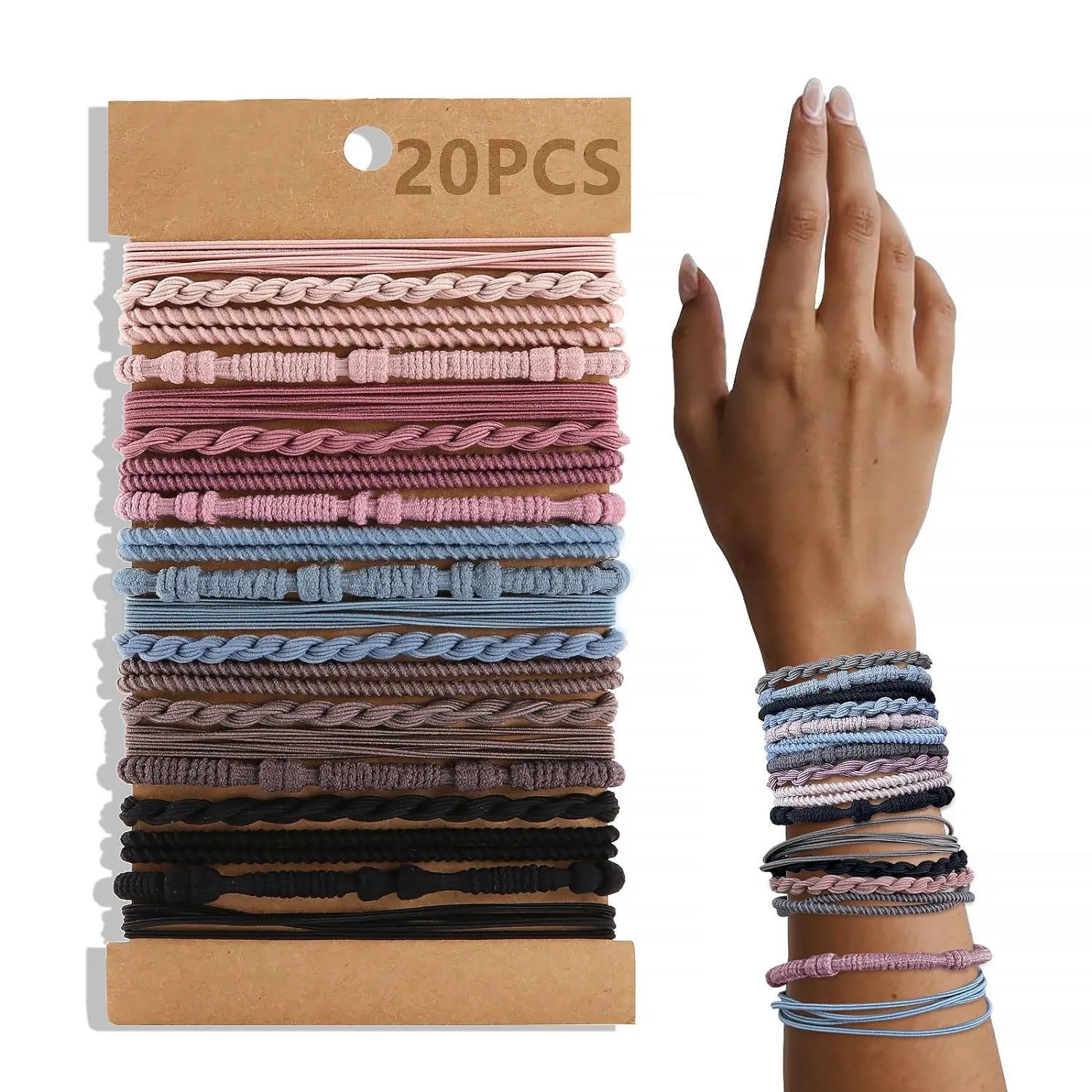 20 pcs Boho bracelet hair ties for women elastic h... – Grandado