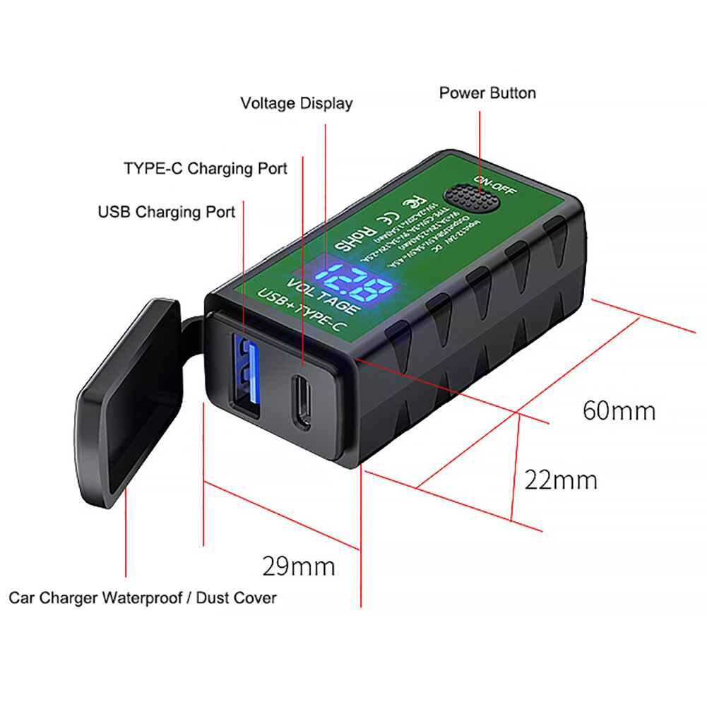 3.1A/4.8A Motorcycle USB Charger SAE to USB Type-C... – Vicedeal