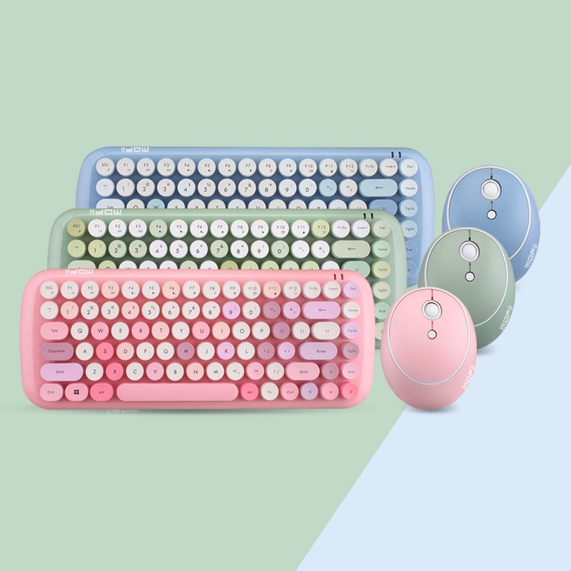 Cute Wireless Keyboard Set Mixed Candy Color Round... – Grandado