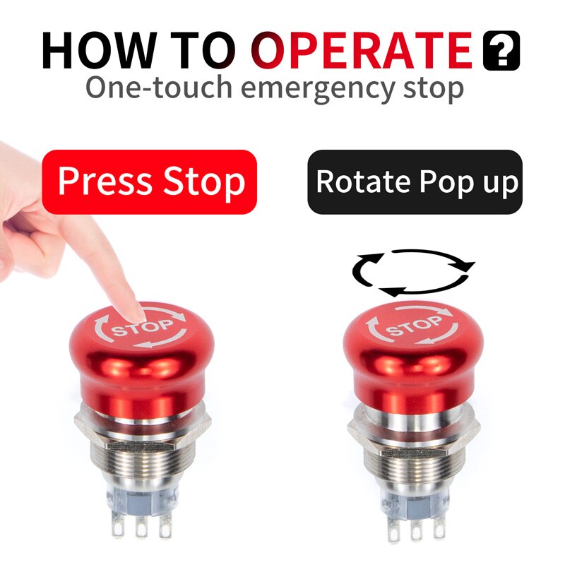 16mm 19mm 22mm metal emergency stop button switch ... – Vicedeal