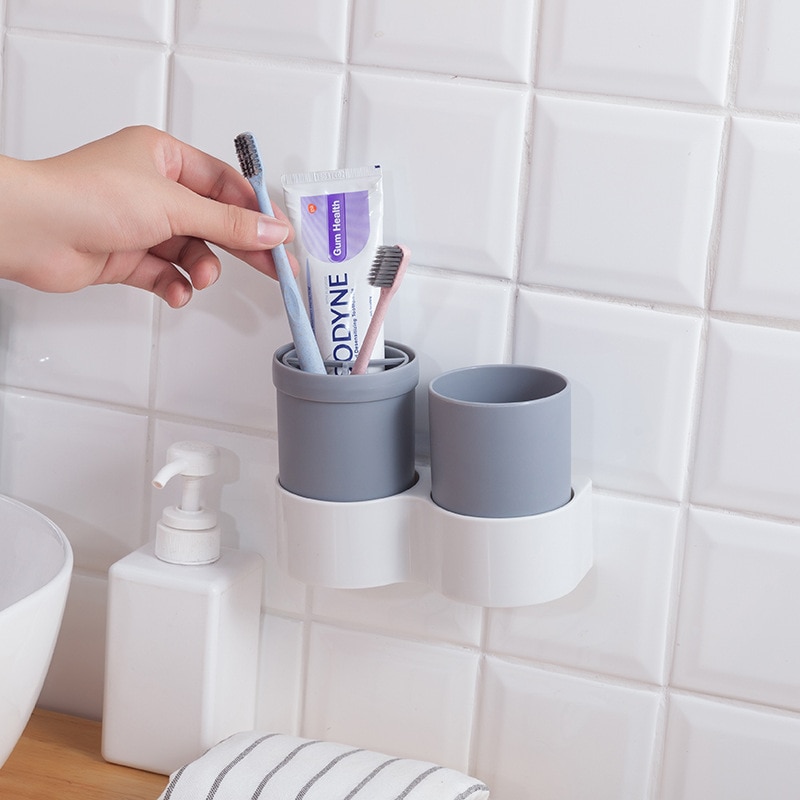 Bathroom Suction Wall Toothbrush Holder Wall-mount... – Vicedeal