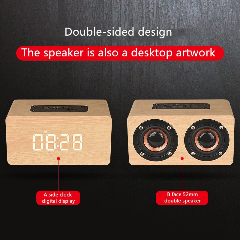 Wekker Houten Bluetooth Draadloze Speaker multifun... – Vicedeal