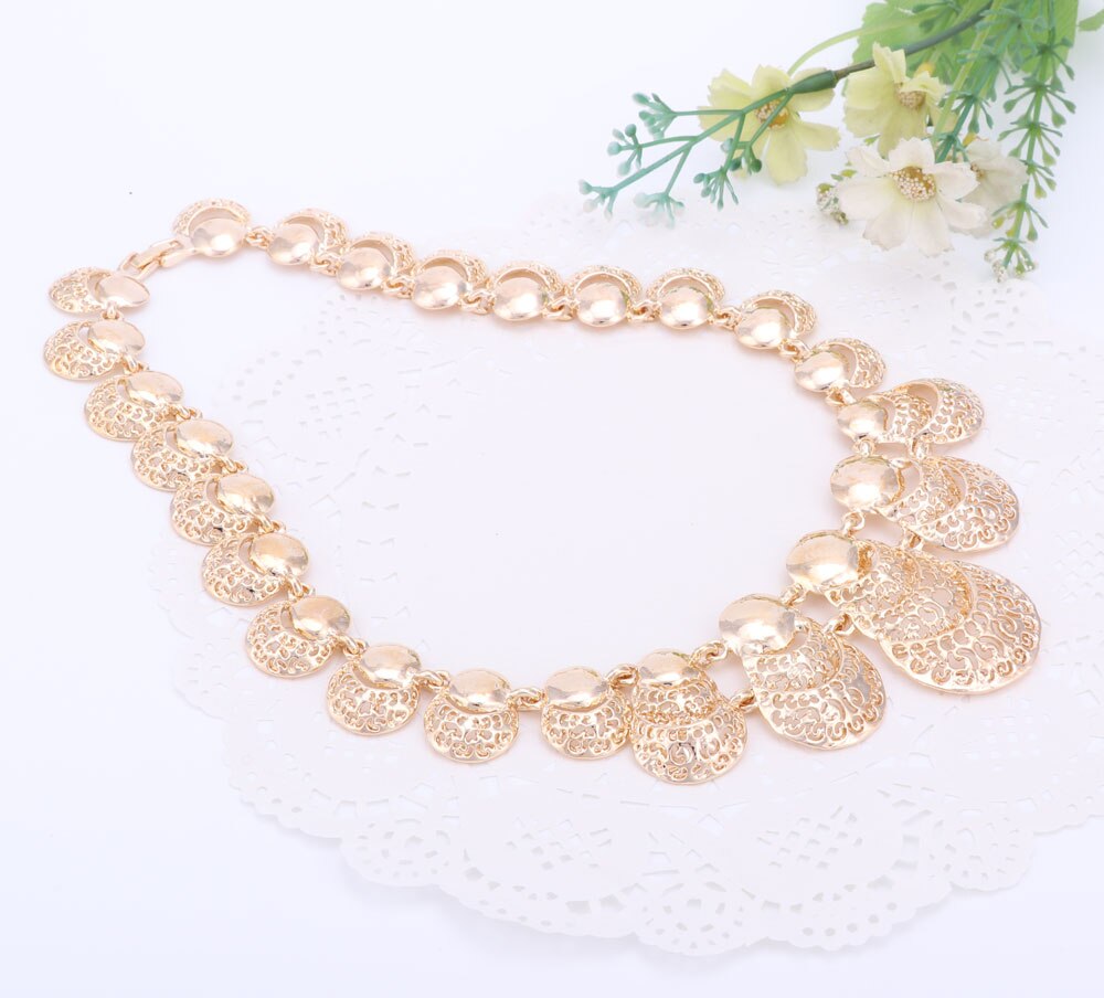 Gold Color Big Jewelry Set For Wedding Brides Neck... – Grandado