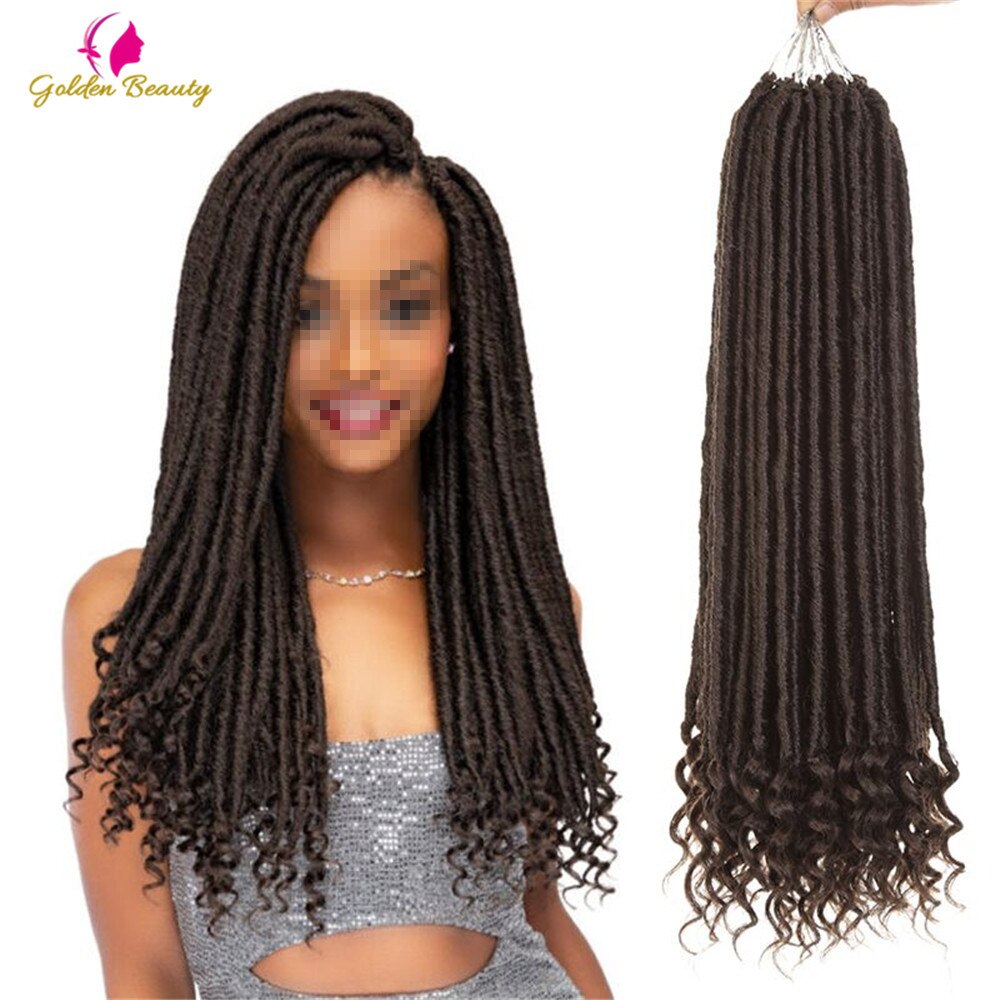 Golden Beauty Faux Locs Gehaakte Haar Krullend End... – Vicedeal