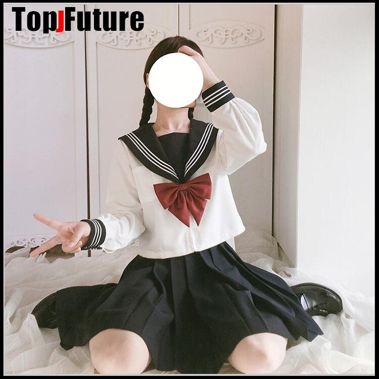 black with 3 white lines Japanese student uniform ... – Grandado