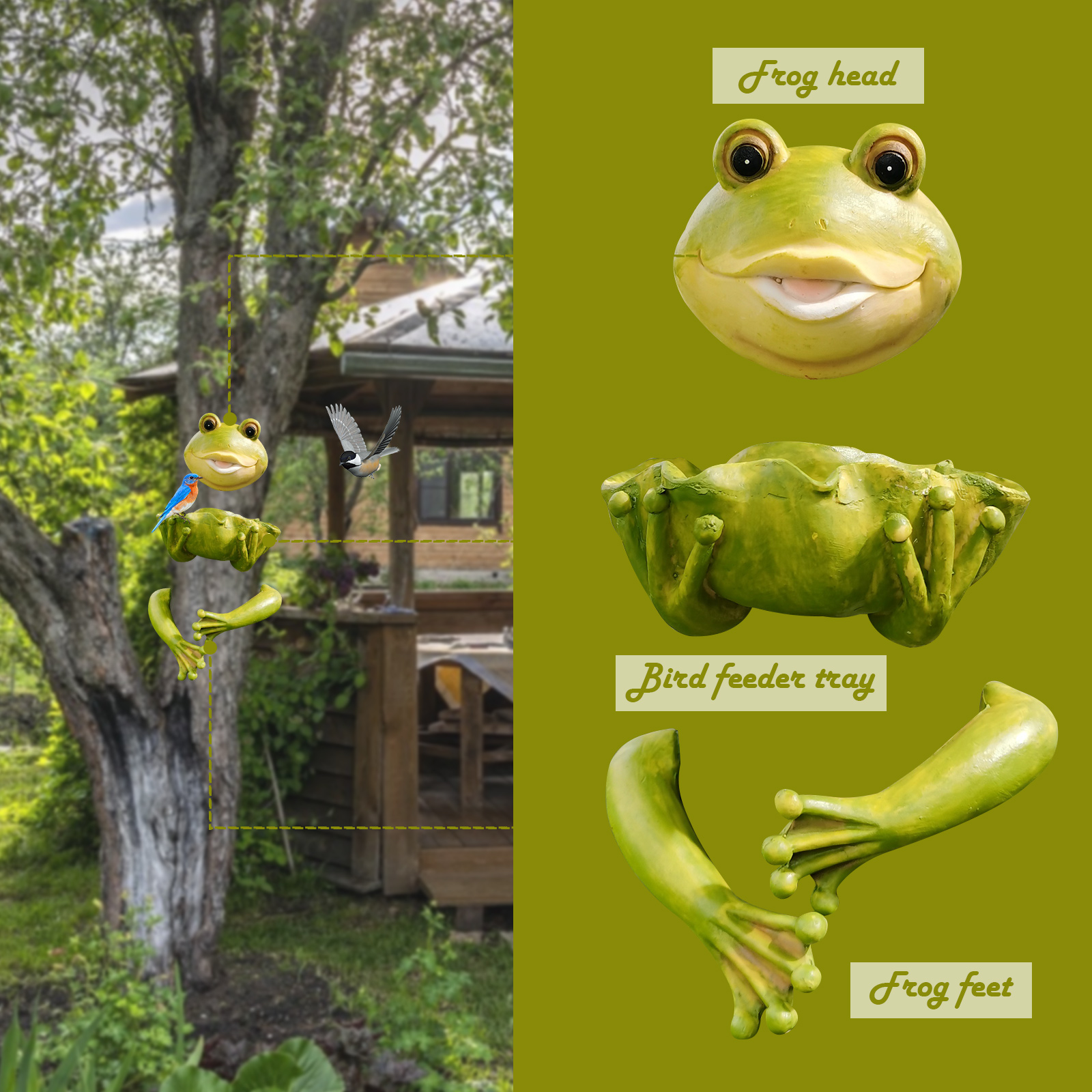 Resin Bird Feeder Unique Frog Animal Statue with T... – Grandado