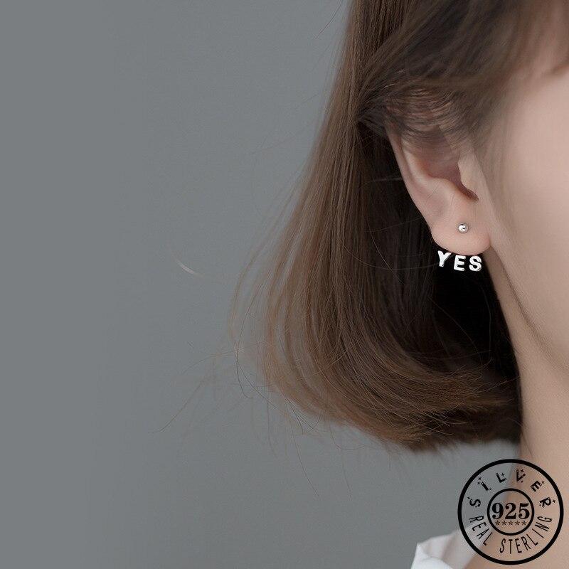 925 Sterling Zilveren Asymmetrische Brief Ja Geen ... – Vicedeal